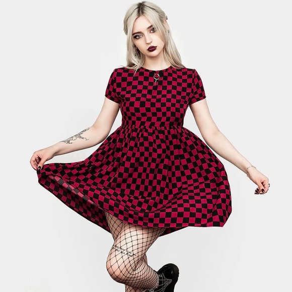 Disturbia | Dresses | New Arcade Black And Red Checkered Mini Dress By ...